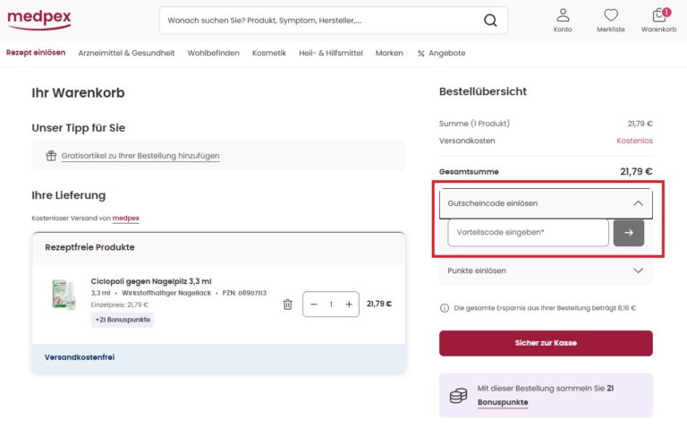 medpex Gutschein Dezember 2025 • 30% Code, mehr