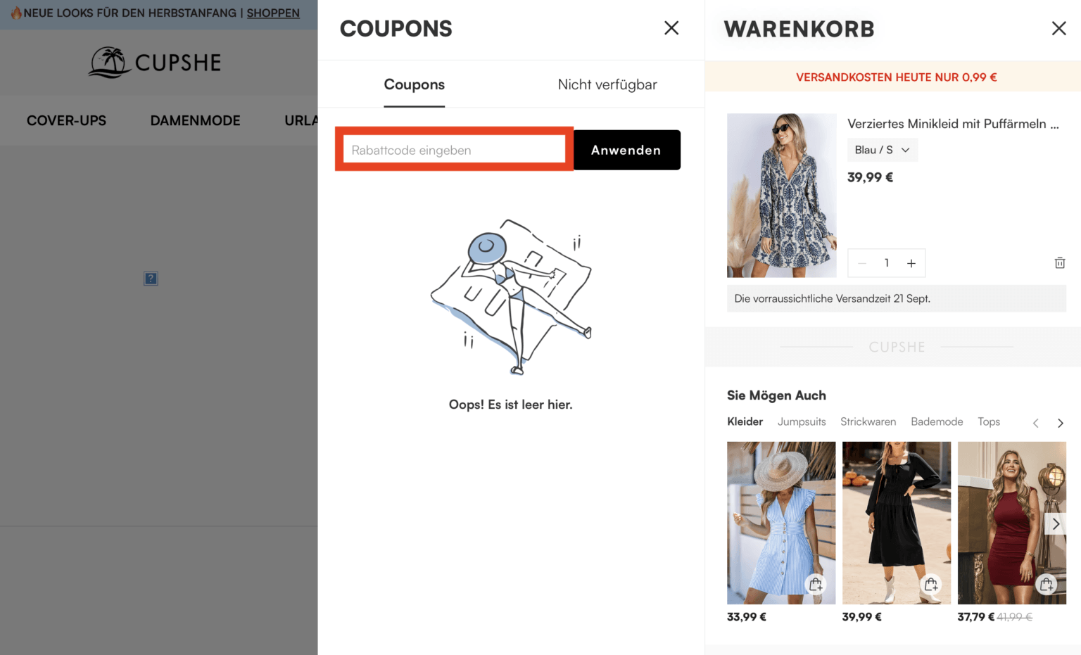 Cupshe Rabattcode • 20€ & 20% Gutschein - Mai 2026